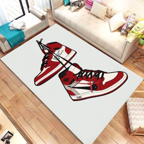 Air Jordan Red Sneaker Rug Home Decor - REVER LAVIE