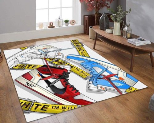 Nike Air Jordan Red And Blu Sneaker Rug Home Decor - REVER LAVIE