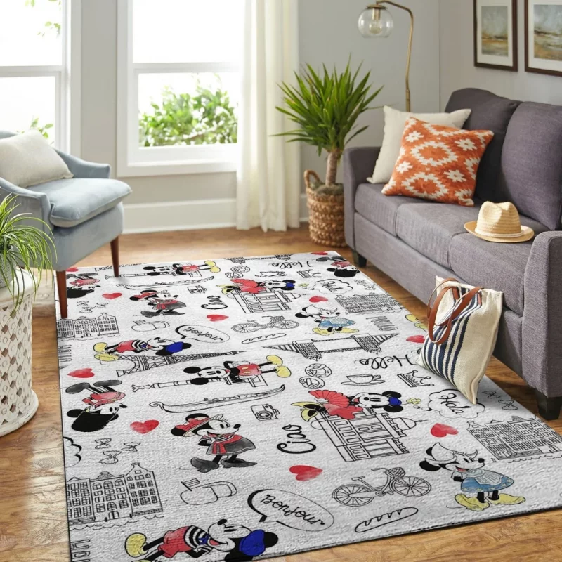 Bonjour Mickey Mouse Minnie Mouse Disney Rug Home Decor - REVER LAVIE