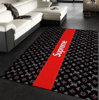 Louis Vuitton And Supreme Rug LV Area Rug Floor Decor - REVER LAVIE