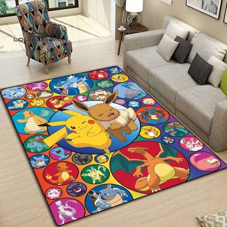 Eevee Evolution Playing Pokemon Rug Home Decor - REVER LAVIE