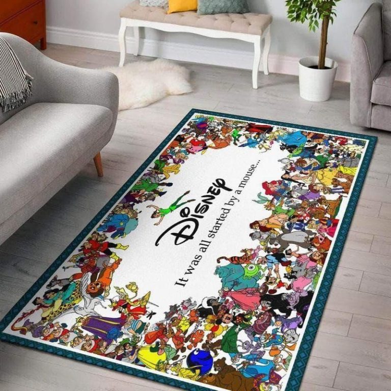 Disney Pixar Movie Characters Princesses Bambi Hercules Mickey Area Rug ...