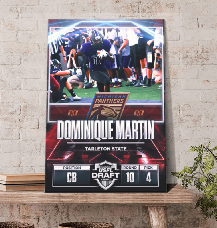 Dominique Martin Michigan Panthers Inaugural USFL Draft 2022 Poster ...