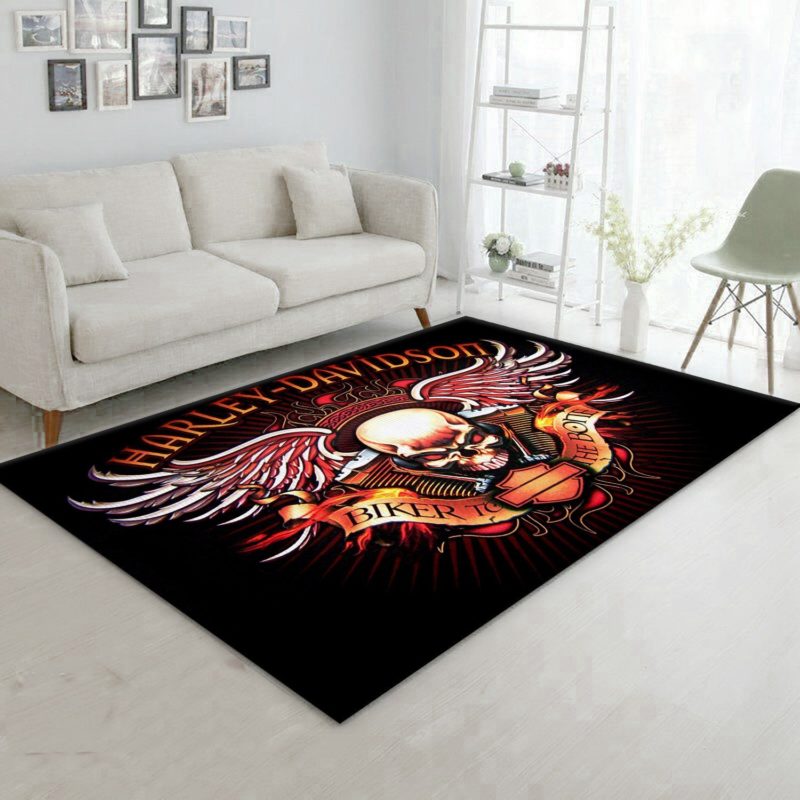 Harley Davidson Logo Area Rug For Bedroom - REVER LAVIE