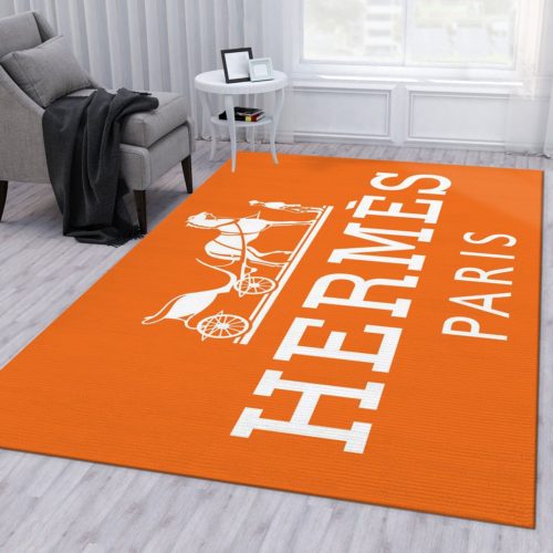 Hermes Orange Background Area Rug Carpet For Living Room - REVER LAVIE