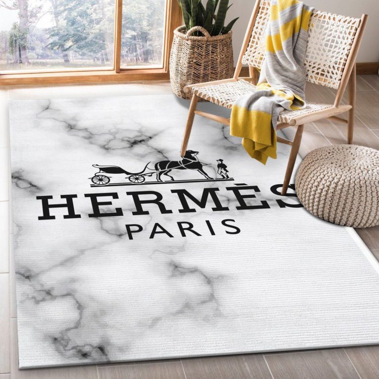Hermes Orange Background Area Rug Carpet For Living Room - REVER LAVIE
