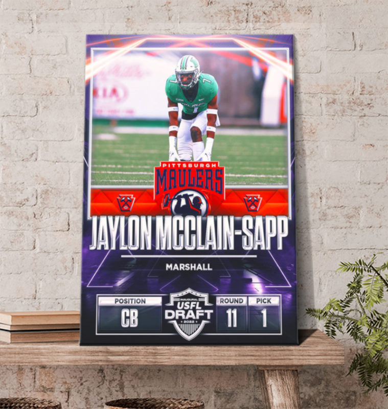Jaylon Mcclain Sapp Pittsburgh Maulers Inaugural USFL Draft 2022 Poster ...