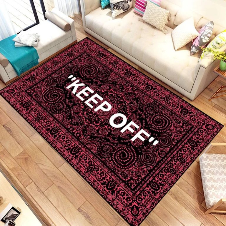 Keep Off Pink Black Background Area Rug - REVER LAVIE