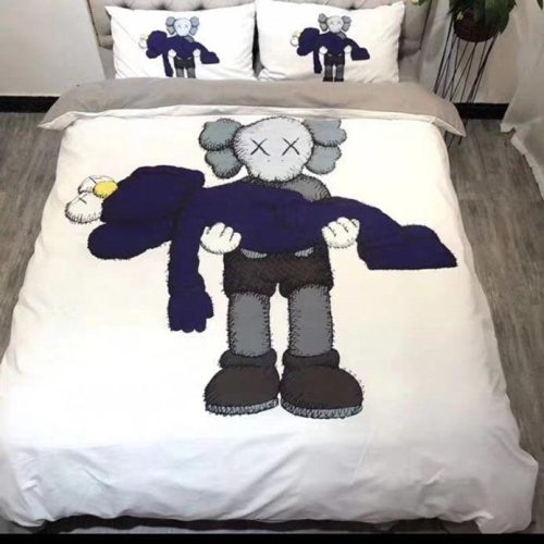 Kaws Holding A Blue Kaws In White Background Bedding Set - REVER LAVIE