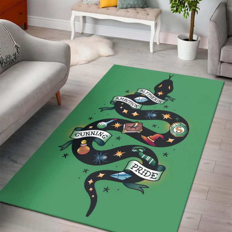 Harry Potter Slytherin Snake Pattern Area Rug Carpet - REVER LAVIE
