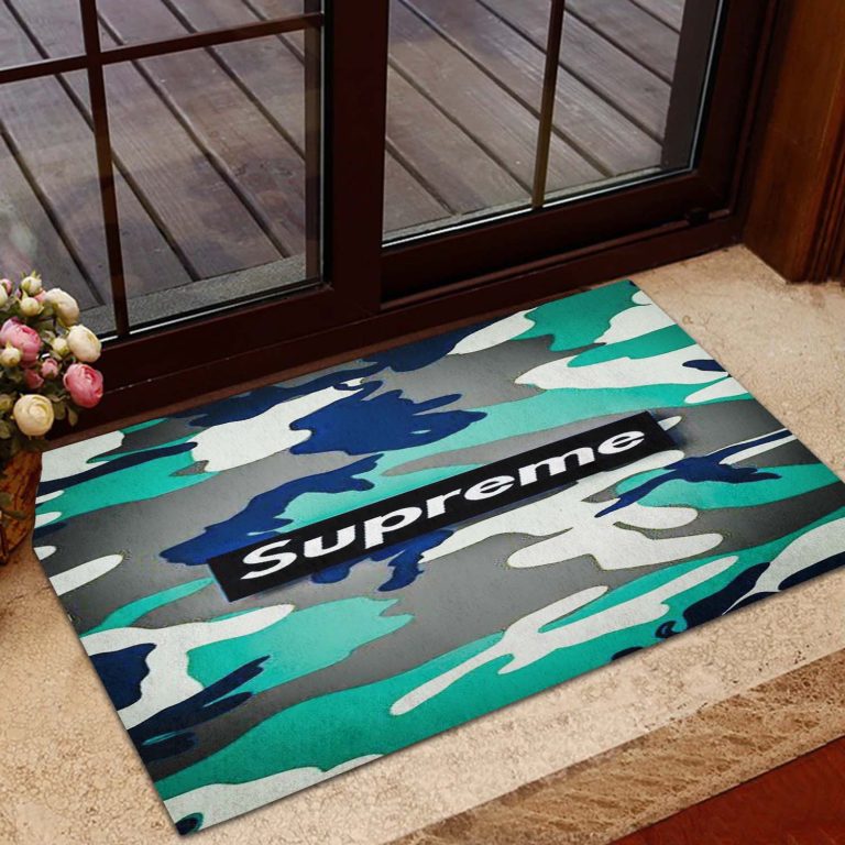 Supreme x Louis Vuitton With White Monogram In Black Background Doormat ...