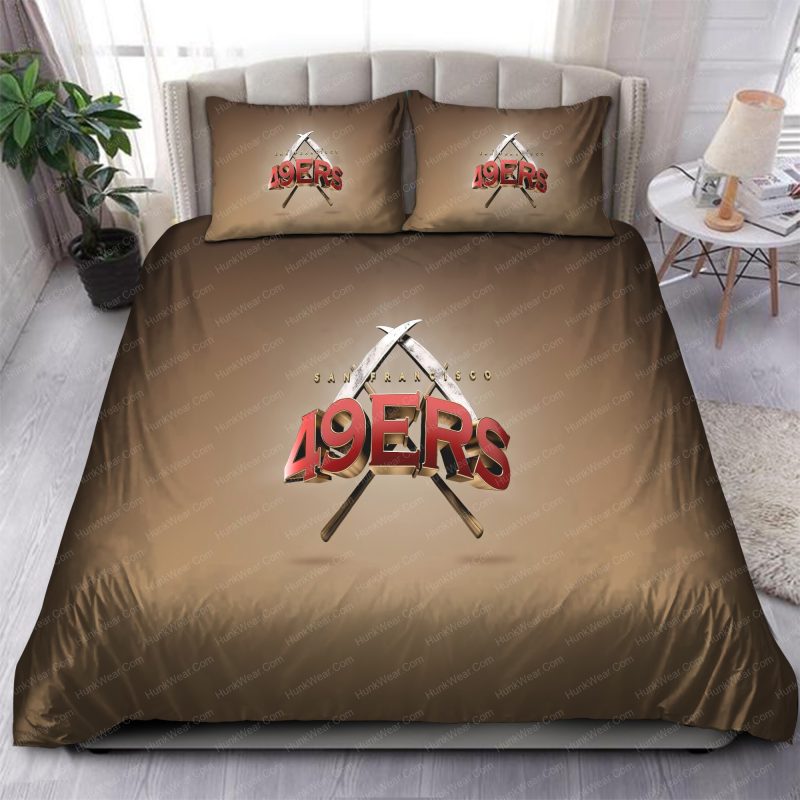 49ers Art 3D Logo In Brown Background Bedding Set - REVER LAVIE