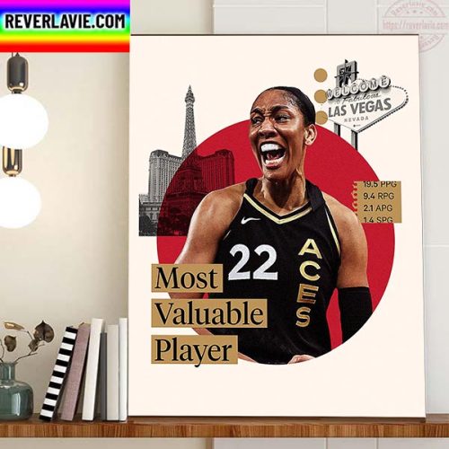 A'ja Wilson Most Valuable Player Named 2022 WNBA MVP Home Decor Poster ...